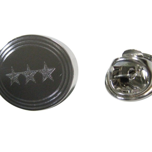 Kiola Designs | Accessories | Silver Toned Etched Oval 3 Stars Lapel ...